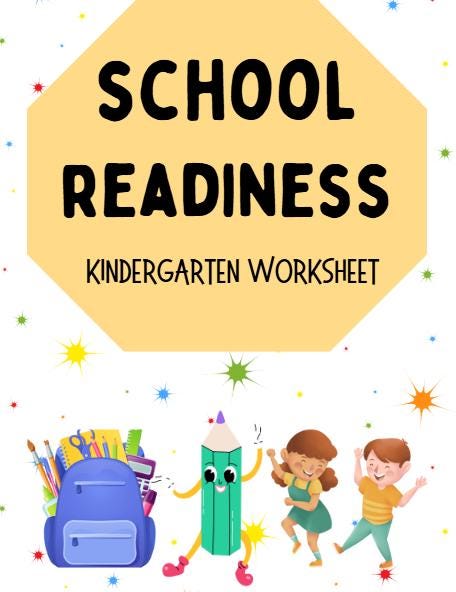 School Readiness - Kindergarten Activity Sheets- Preschool Worksheets ...