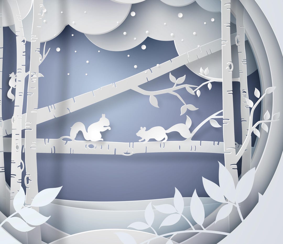 Forest Shadow Box Art Set of 4, Vector Art Prints, Wall Decor, Digital ...