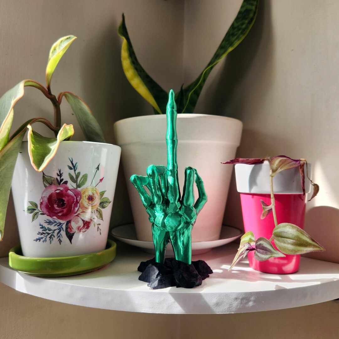 Skeleton Middle Finger Flipping off the Bird Standing Shelf Decor - Etsy