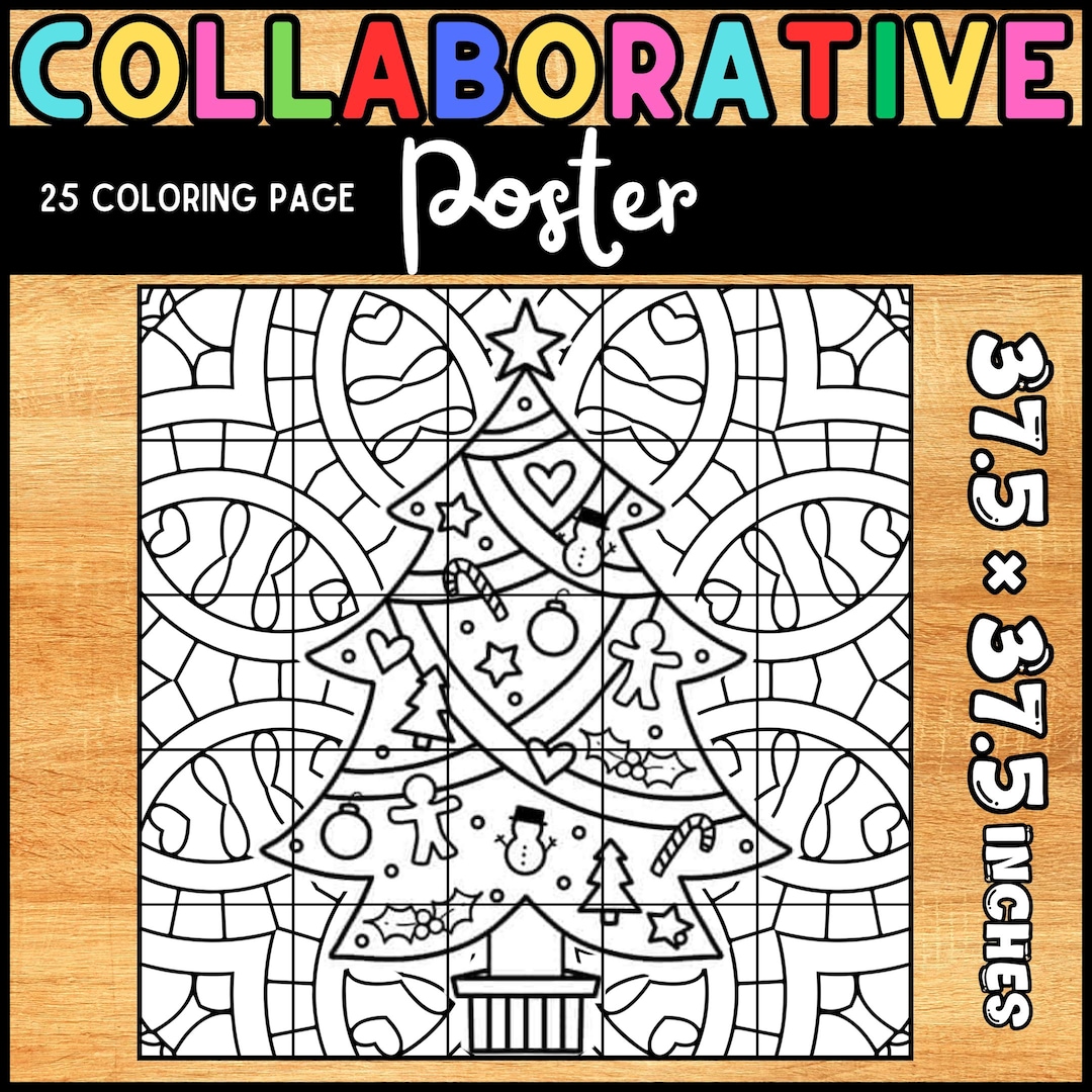 Printable Collaborative Christmas Poster Holiday Group Art Activity and ...