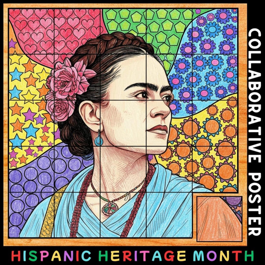 Frida Kahlo Collaborative Poster | Hispanic Heritage Month Activity ...