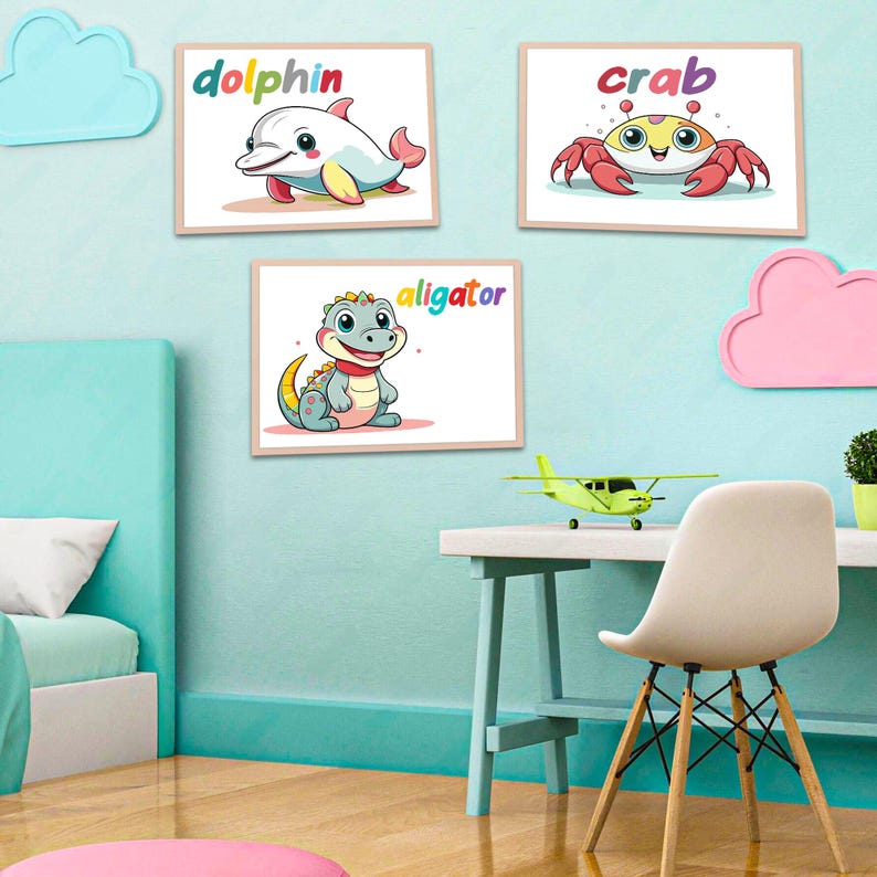 Animal Learning Posters for Kids, A4 Printable Educational Wall Art ...