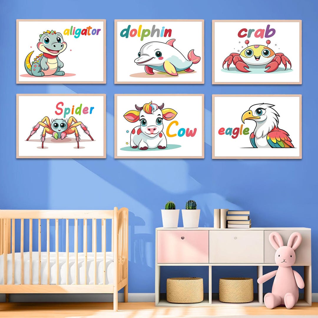 Animal Learning Posters for Kids, A4 Printable Educational Wall Art ...