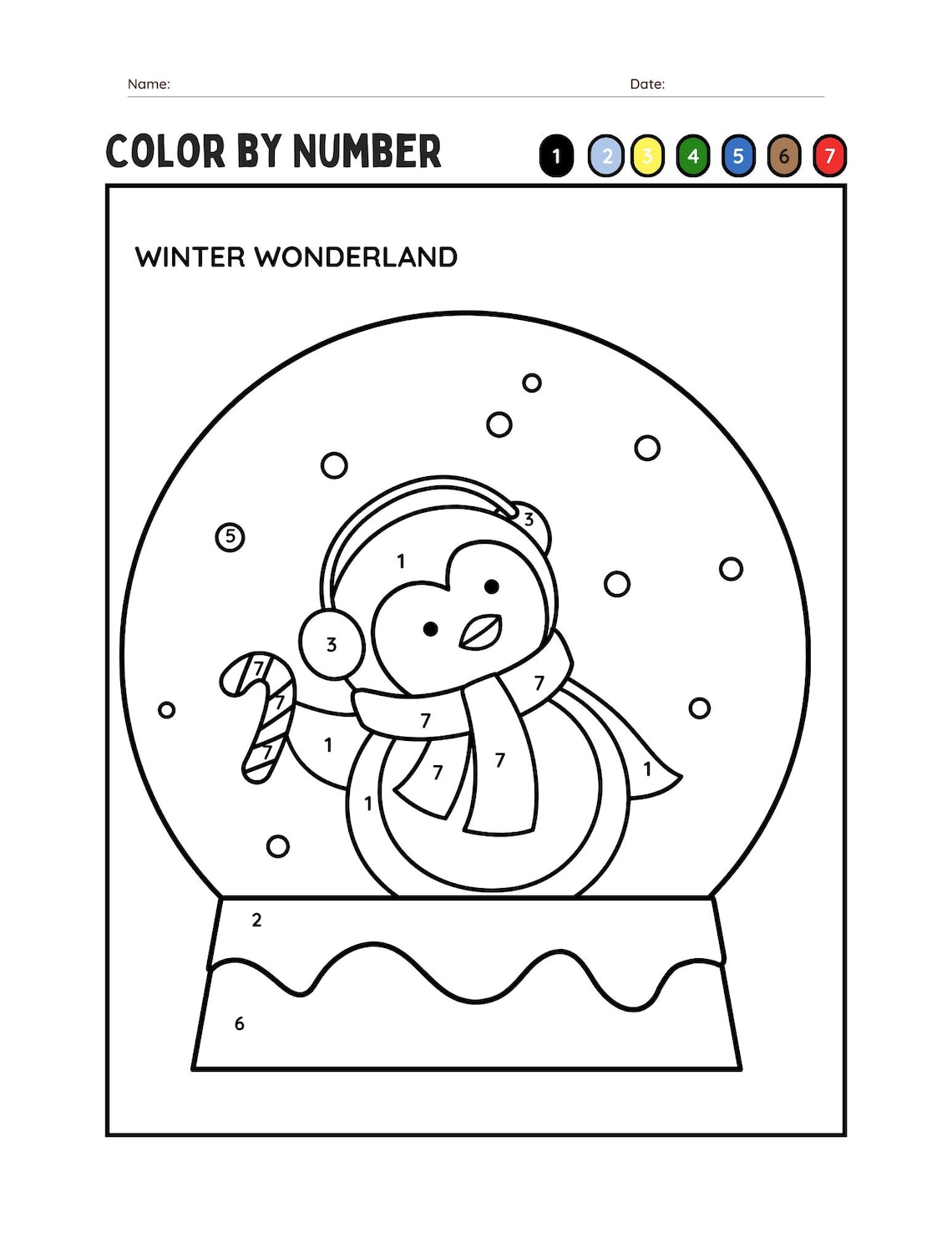 Winter Wonderland Color by Number Coloring Pages - Etsy