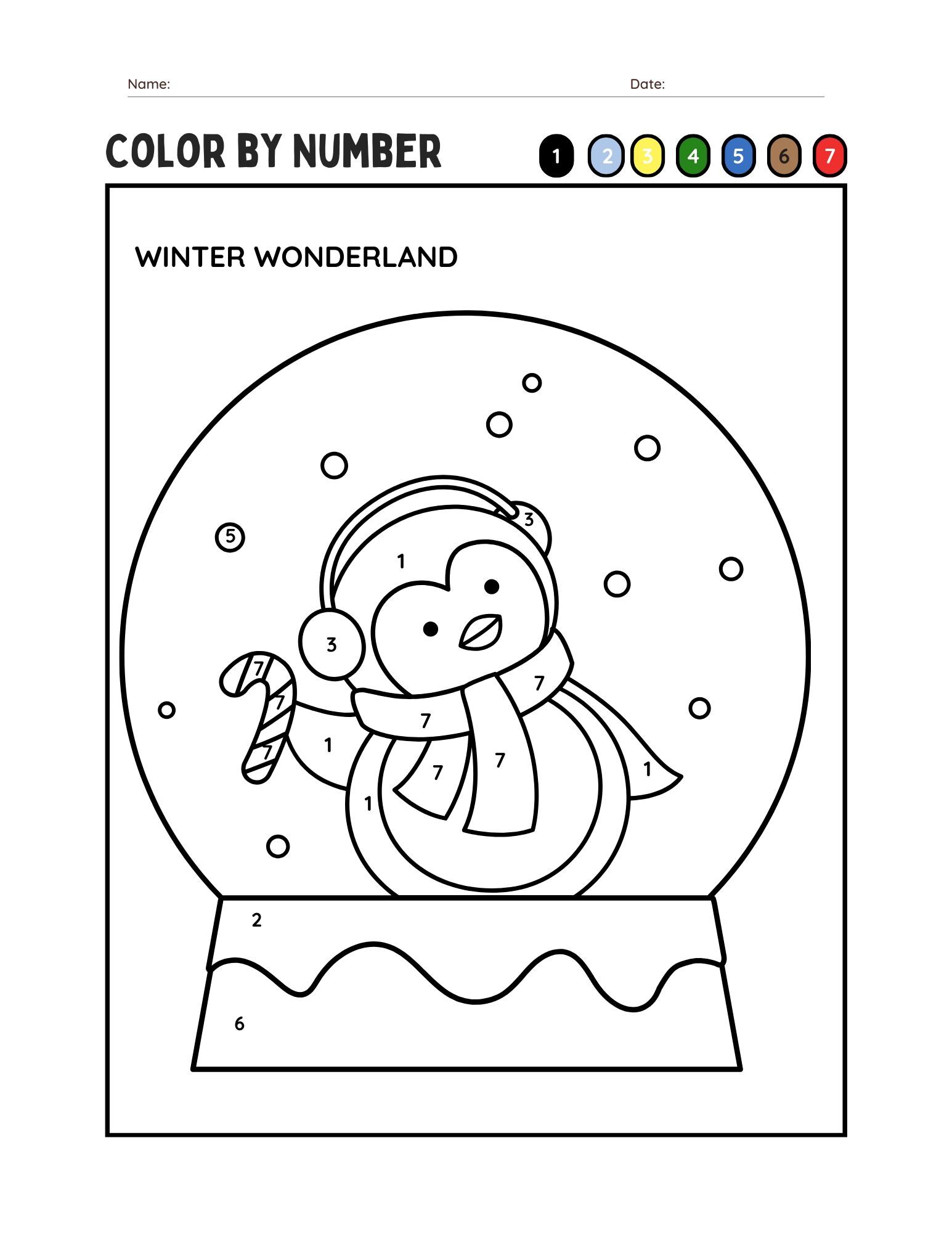Winter Wonderland Color by Number Coloring Pages - Etsy
