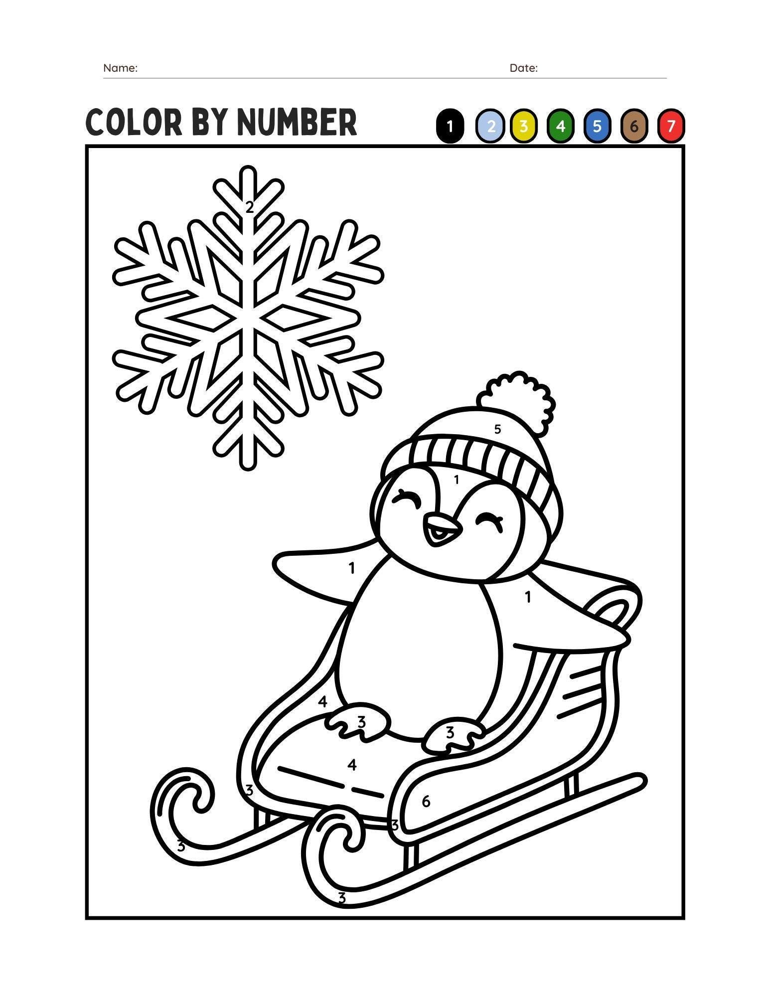 Winter Wonderland Color by Number Coloring Pages - Etsy