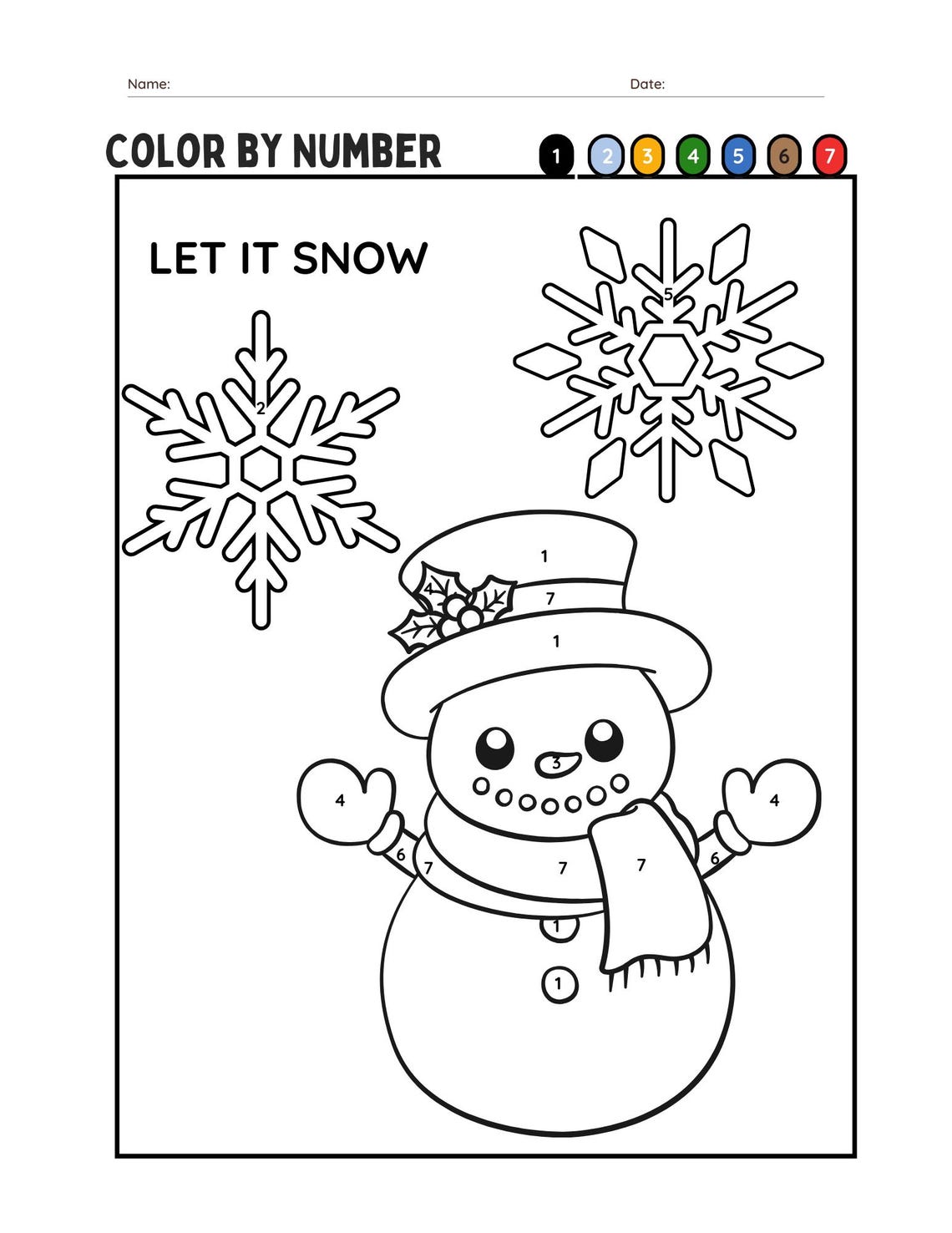 Winter Wonderland Color by Number Coloring Pages - Etsy