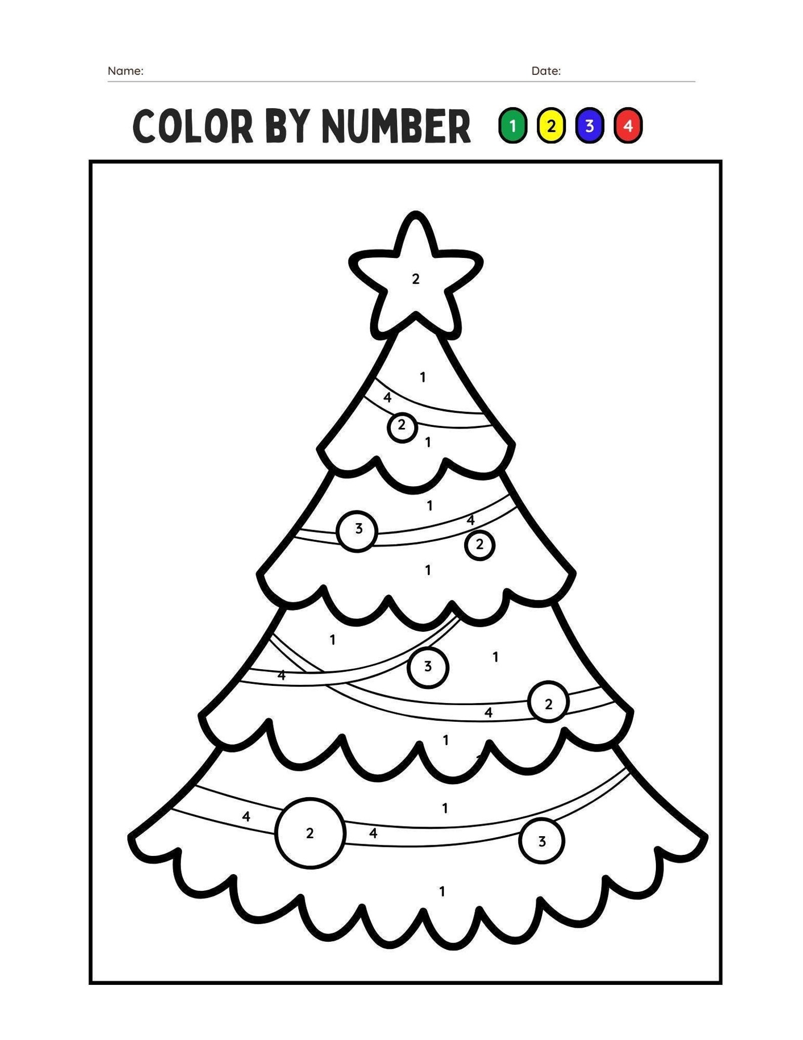 Christmas Color by Number Coloring Pages - Etsy