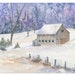 Watercolor Winter Barn Art, Barn Snow Print , Winter Wall Decor, Barn ...