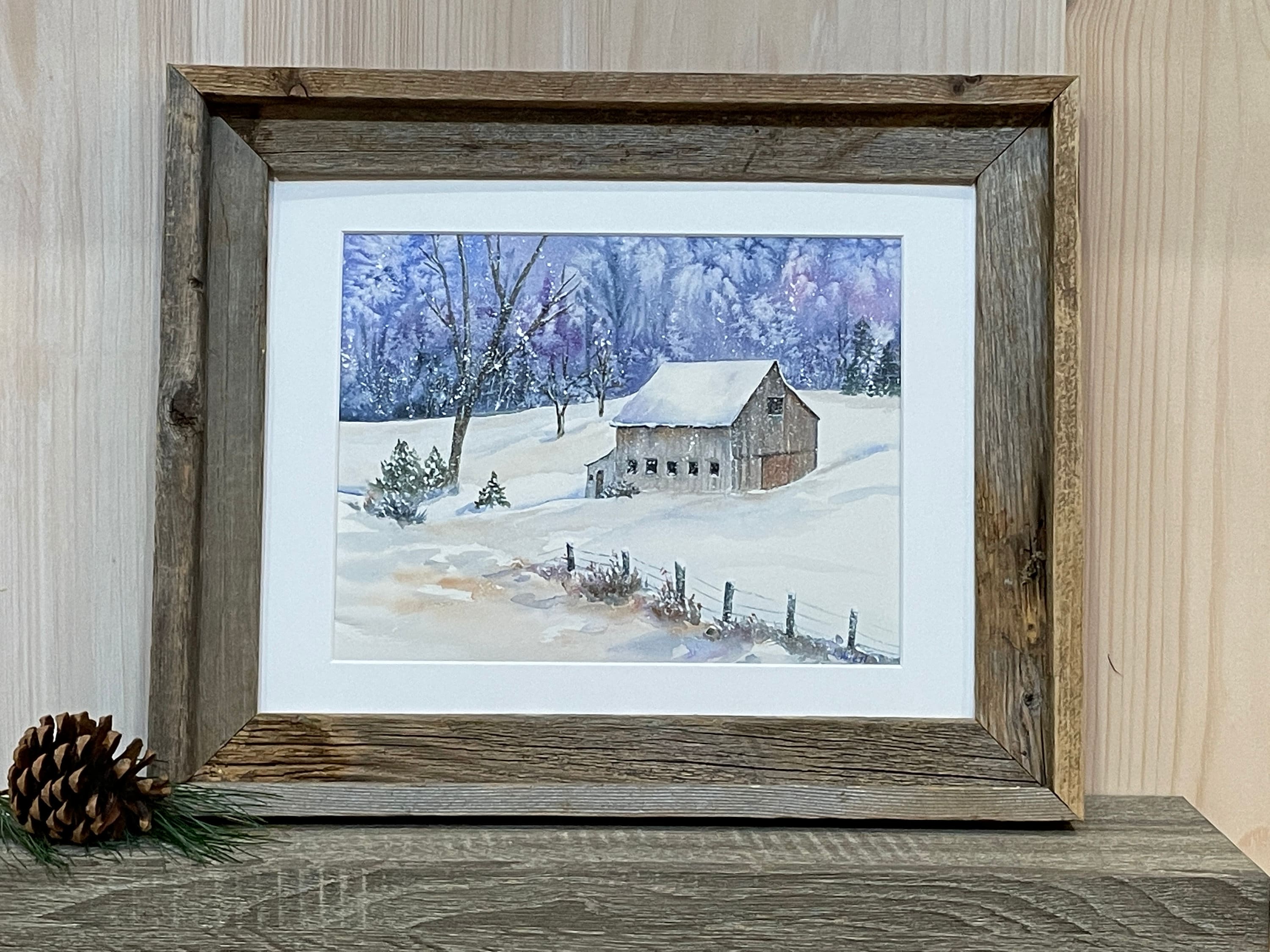 Watercolor Winter Barn Art, Barn Snow Print , Winter Wall Decor, Barn ...