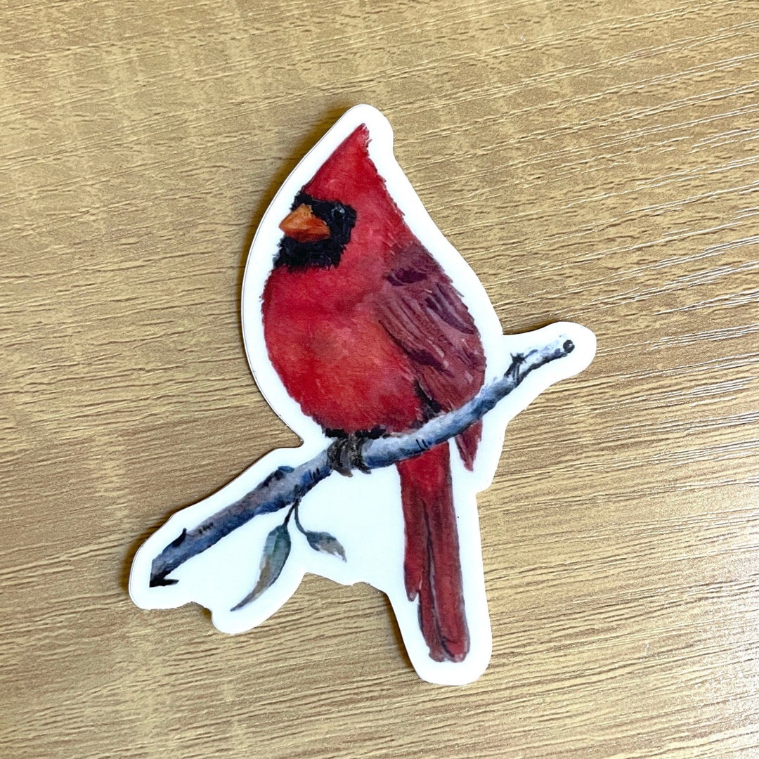 Cardinal Bird Vinyl Sticker Decal, Red Cardinal Decor - Etsy