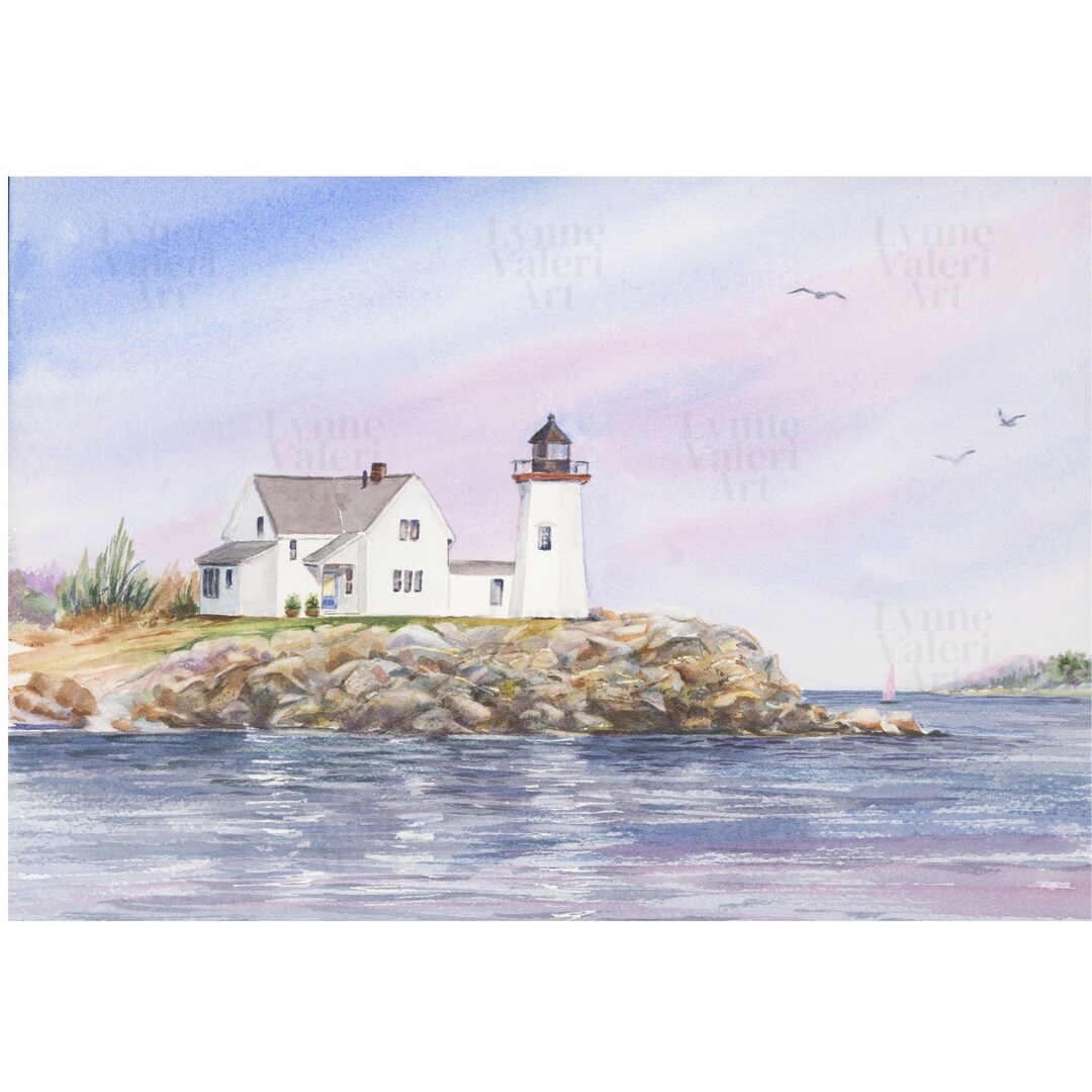 Cape Cod - Lighthouse - Art - Watercolor - Wings Neck - Pocasset - Etsy