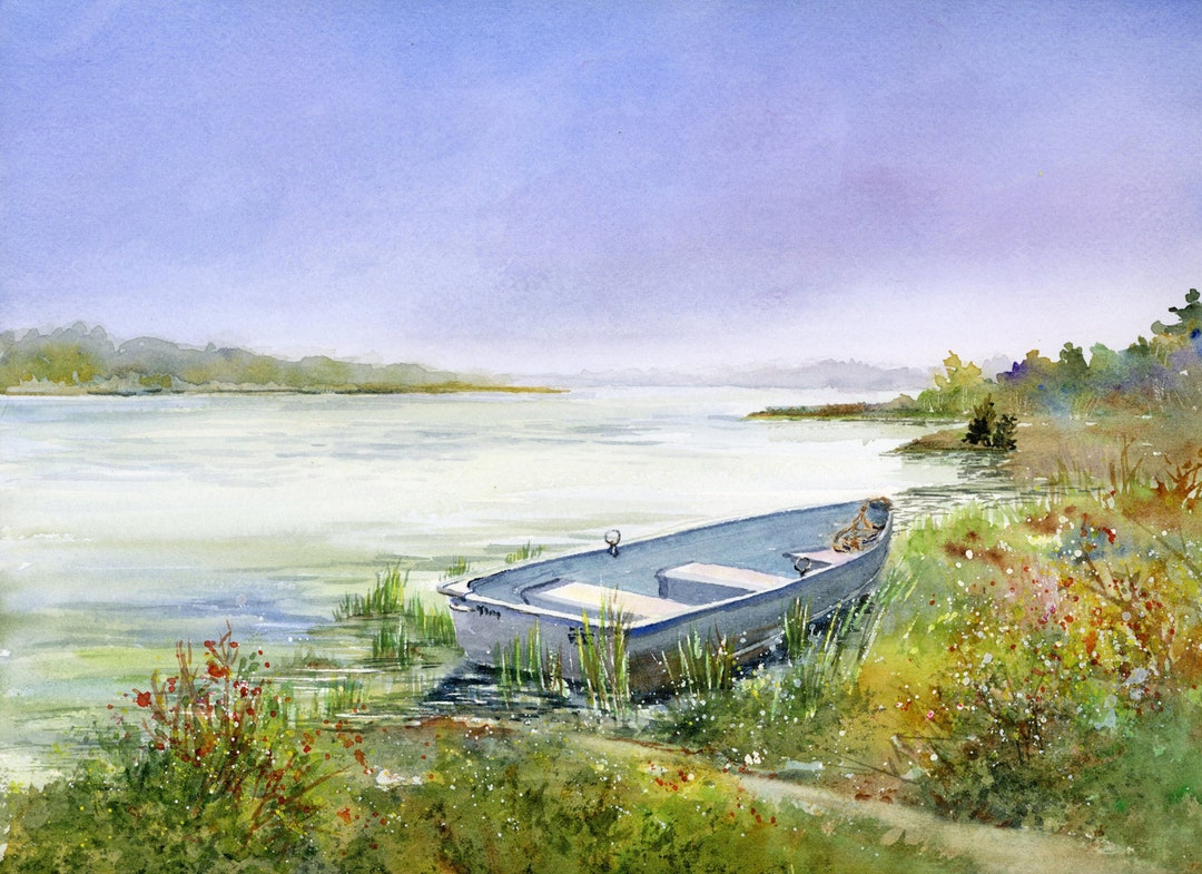 Boat Art Cape Cod Rowboat Watercolor Seaside Art Print - Etsy