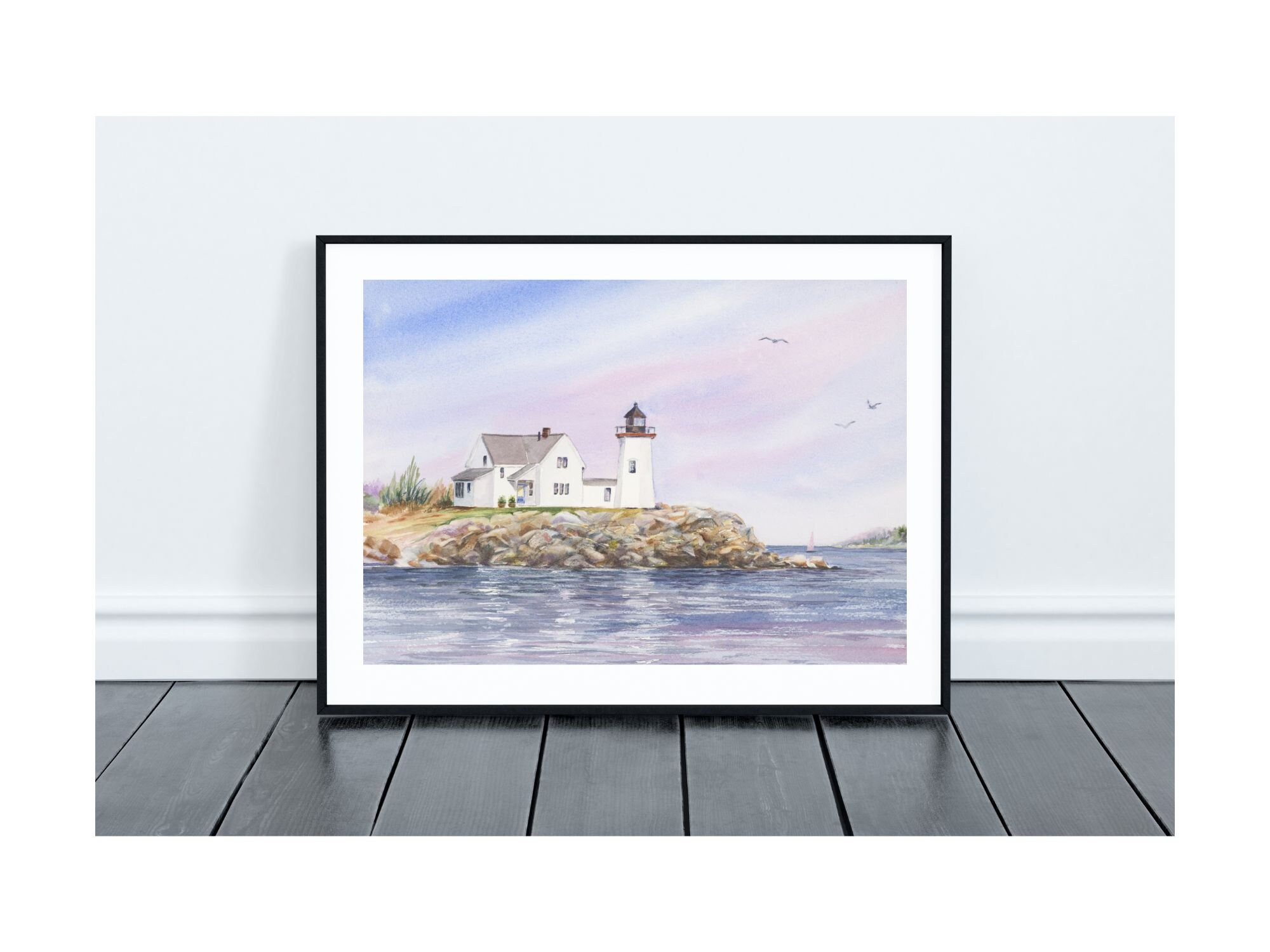 Cape Cod Lighthouse Art Watercolor Wings Neck Pocasset - Etsy
