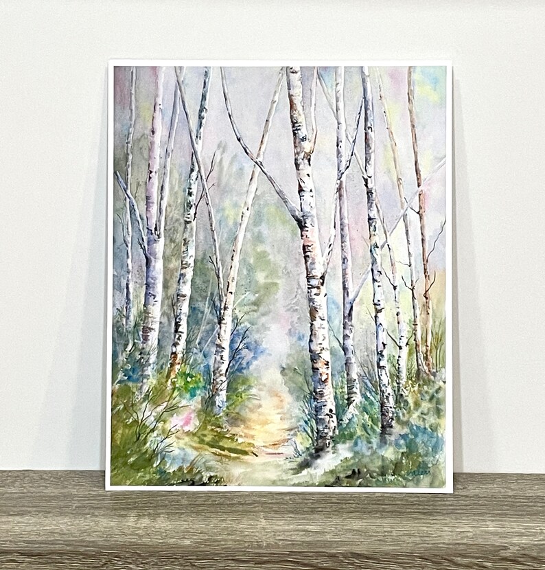 Birch Trees Watercolor Print New England Nature Wall Art - Etsy