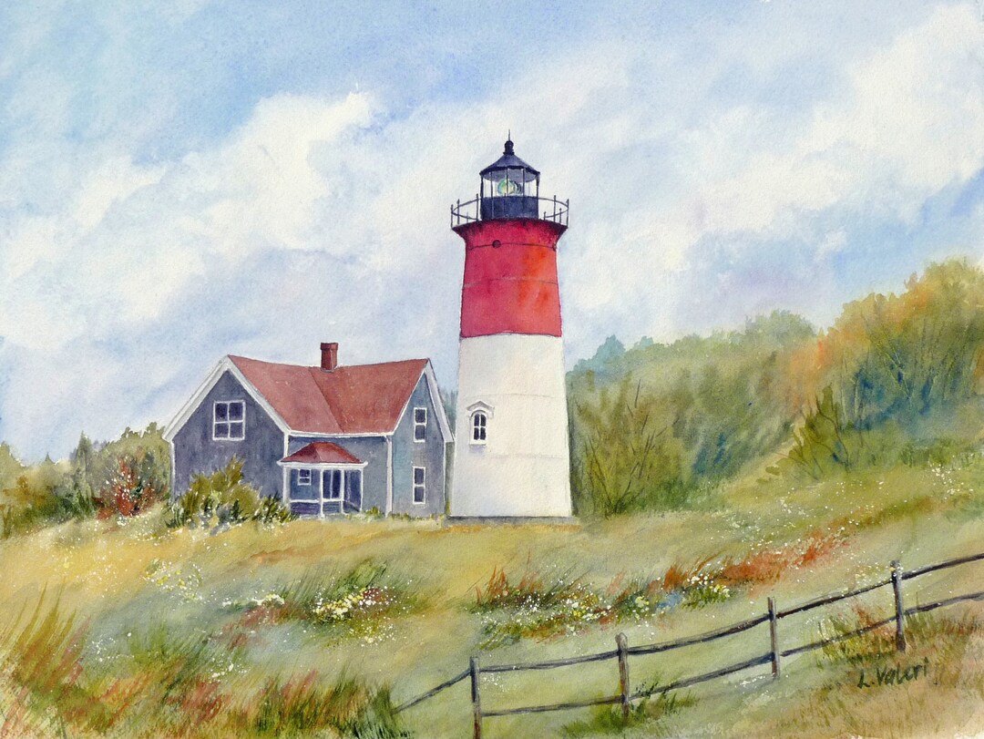 Cape Cod Art Lighthouse Art Print Watercolor Art Lighthouse Cape Cod ...