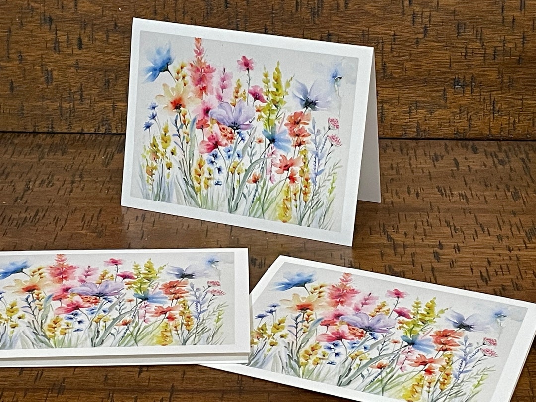 Wildflower Notecards, Notecards Blank Nature Flowers, Set of 8 Cards ...