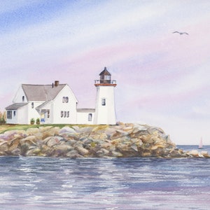 Cape Cod Lighthouse Art Watercolor Wings Neck Pocasset - Etsy