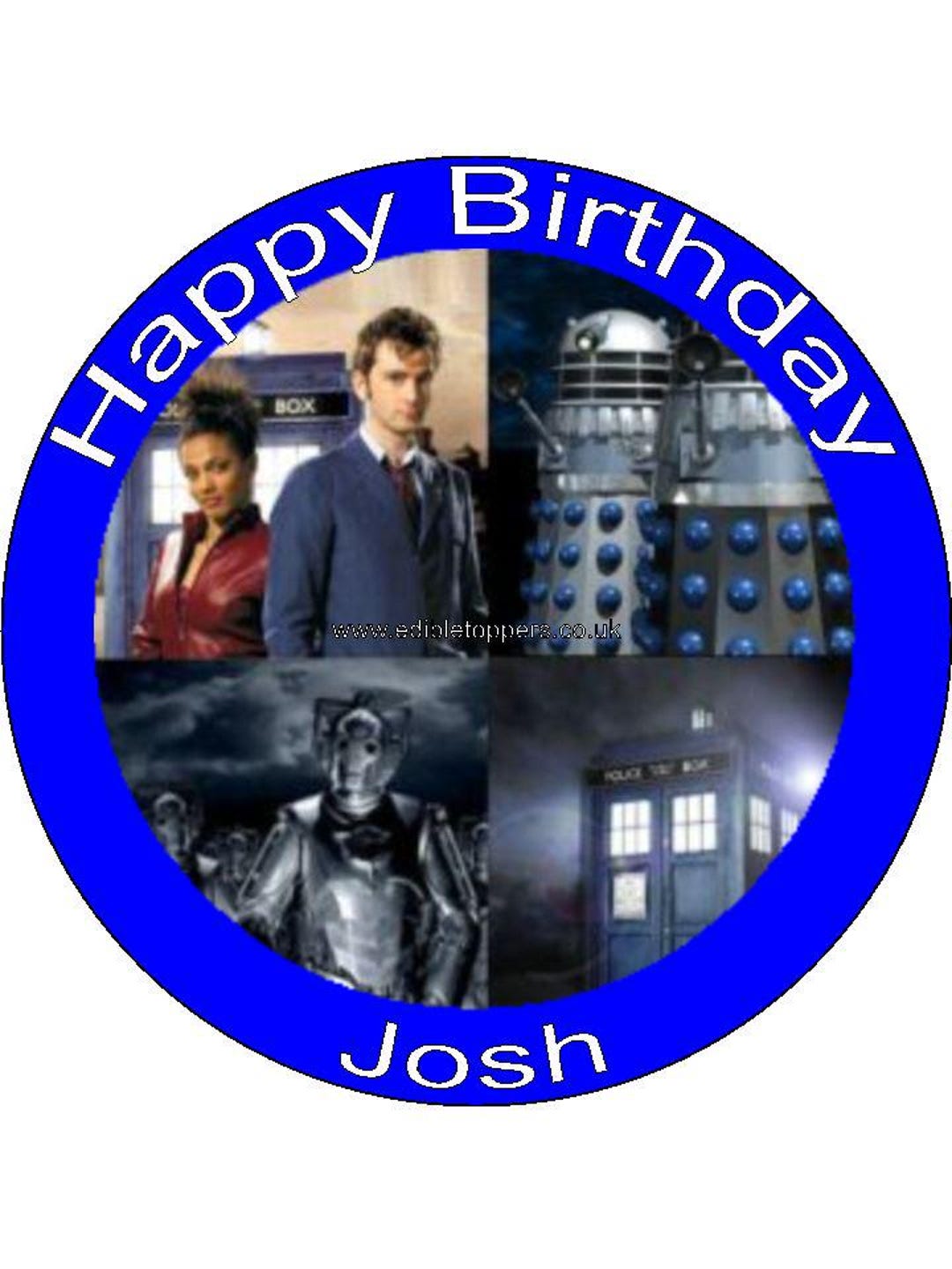 Dr Who Personalised Edible Cake Topper 7.5 Circle - Etsy