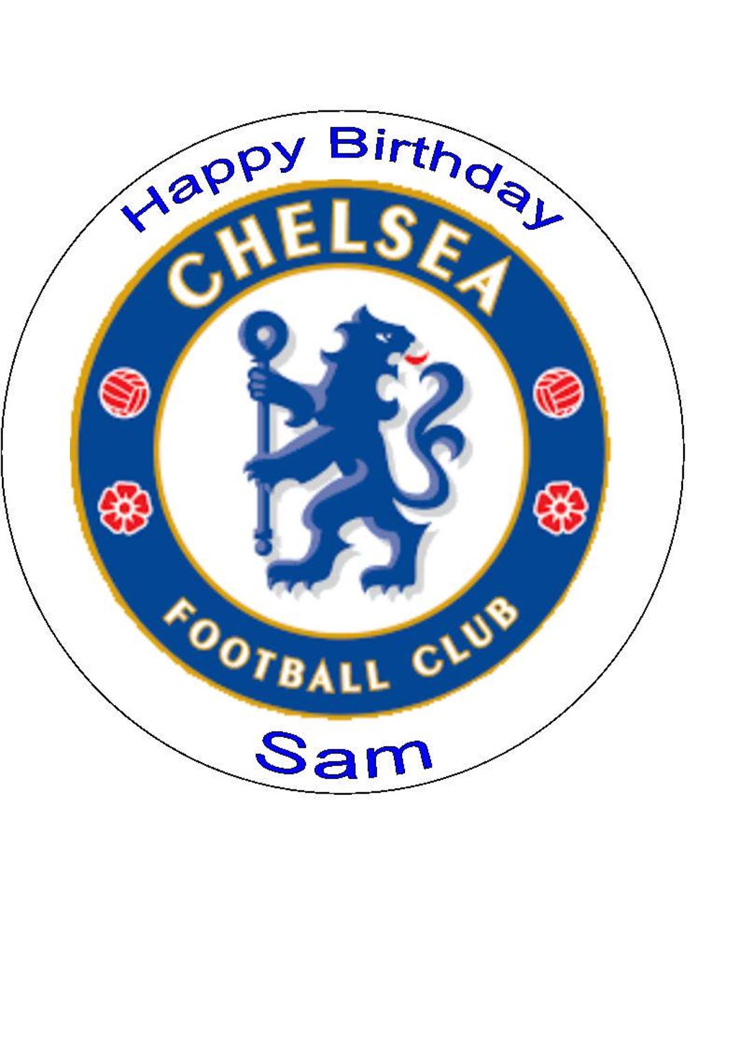 Chelsea Fc Inspired Cake Topper 7.5 Circle - Etsy