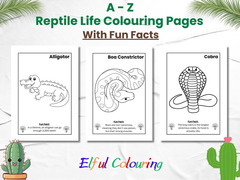 A-Z Reptile Life Coloring Pages - 26 Educational Colouring Sheets ...