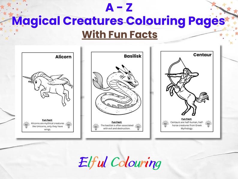 A-Z Magical Creatures Coloring Pages - 26 Kids Colouring Sheets ...