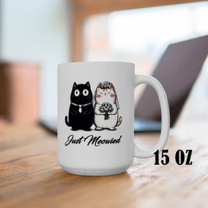 Ceramic Mug: Romantic Wedding Cats, Just Meowied, Bridal Cat Love for ...