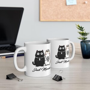 Ceramic Mug: Romantic Wedding Cats, Just Meowied, Bridal Cat Love for ...