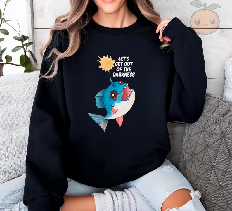 Abyssal Angler Fish Sweatshirt: Funny Deep Sea Monster Pullover - Etsy