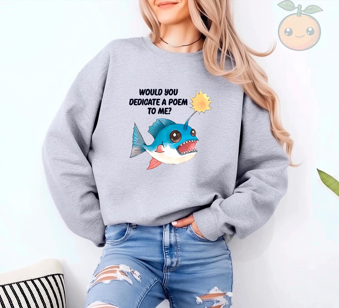 Abyssal Angler Fish Crewneck Sweatshirt, Evil Fish Jumper, Funny Fish ...