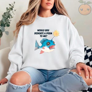 Abyssal Angler Fish Crewneck Sweatshirt, Evil Fish Jumper, Funny Fish ...