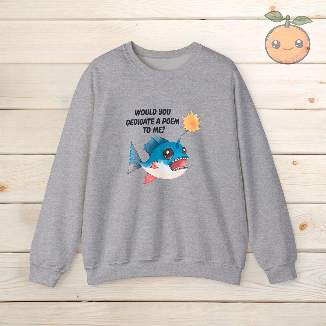Abyssal Angler Fish Crewneck Sweatshirt, Evil Fish Jumper, Funny Fish ...
