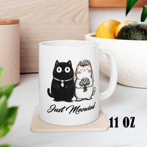 Ceramic Mug: Romantic Wedding Cats, Just Meowied, Bridal Cat Love for ...