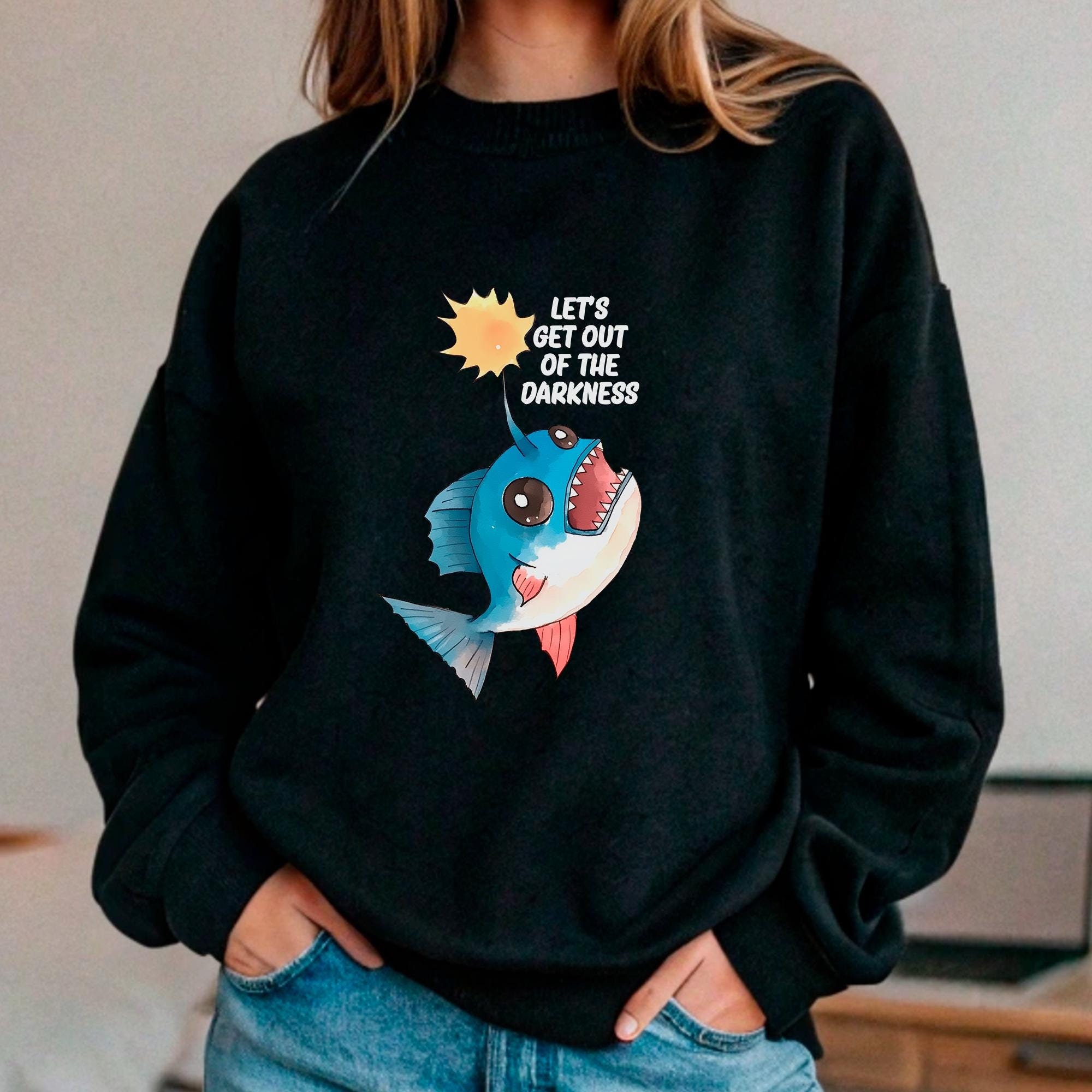 Abyssal Angler Fish Sweatshirt | Funny Evil Fish Jumper | Dark Sea ...