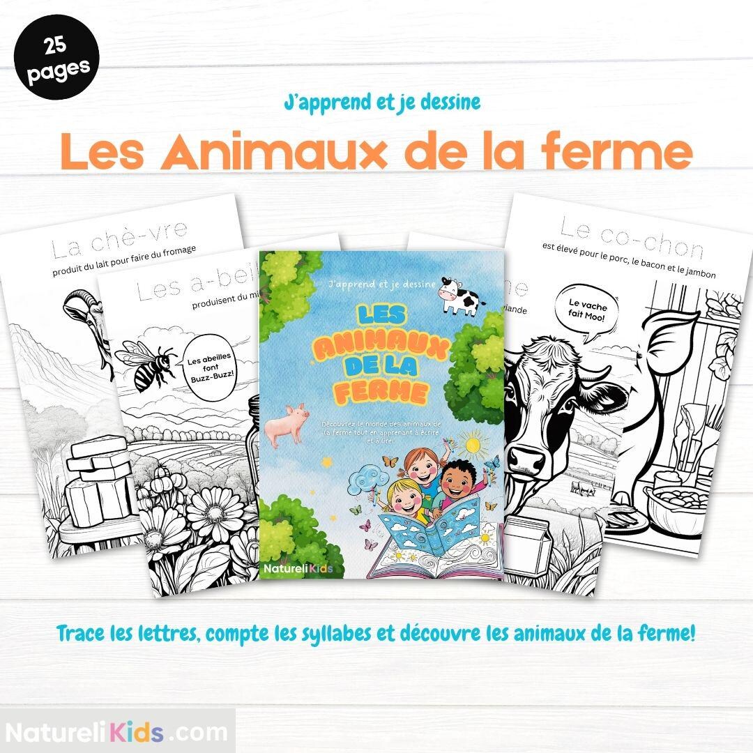Livre De Coloriage Sur Les Animaux De La Ferme Pour Enfants – Trace Les ...