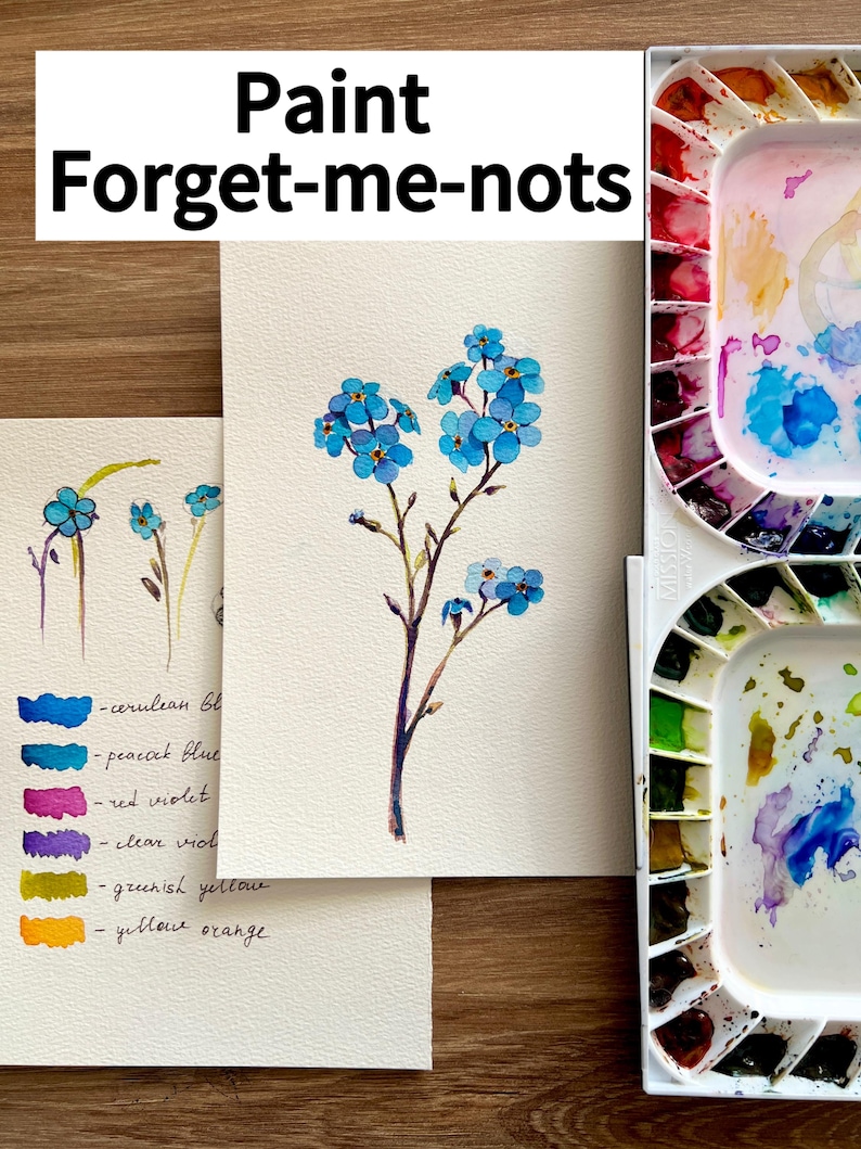 Forget-me-nots Drawing Outline PDF Digital Download for Coloring or ...