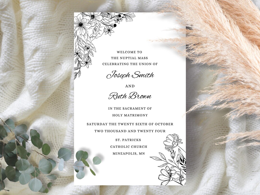 Catholic Wedding Program Canva Template Catholic Ceremony Program ...