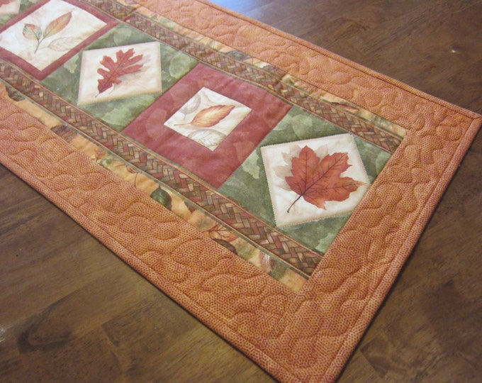 Fall Autumn Leaf Quilted Table Runner Dresser Scarf Side Table Fall ...
