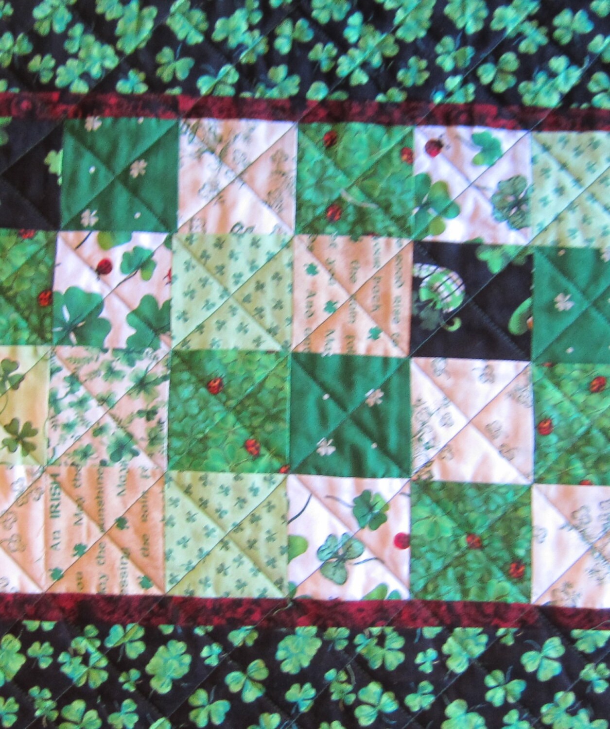 St. Patrick's Day Patchwork Table Runner, Shamrock Table Runner ...