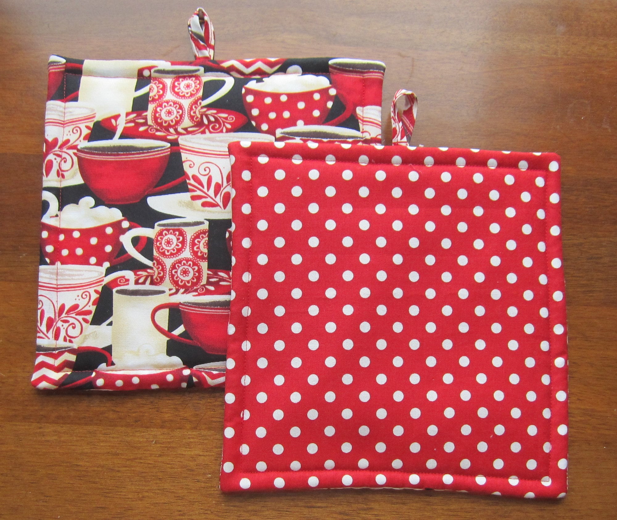 Red and White Polka Dot/striped Coffee/tea Cups Coffee Break Cocoa Time ...