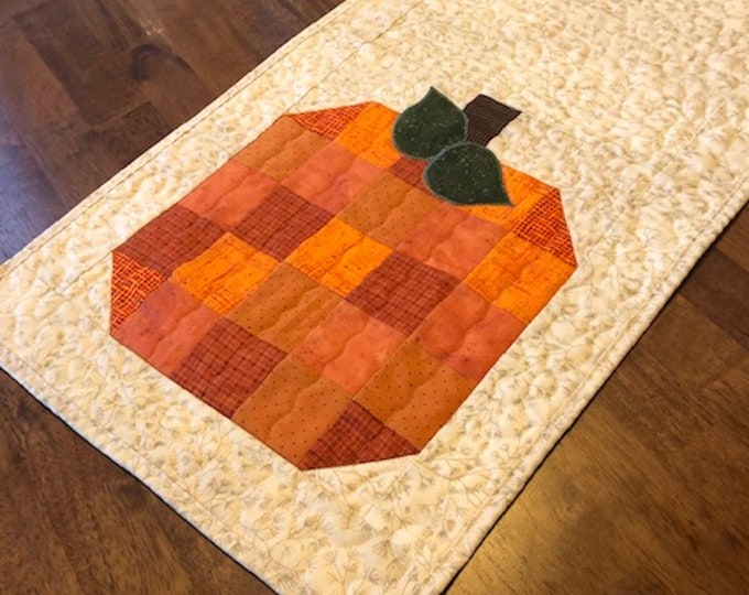 Pumpkin Fall Autumn Pieced Quilted Table Runner Quiltsy Handmade - Etsy