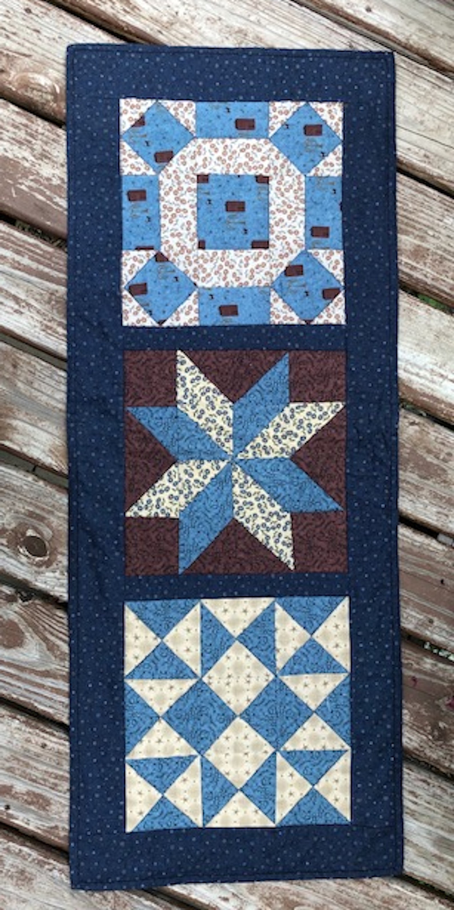 Primitive Americana Blues Tan Stars Flowers Cats Pieced - Etsy