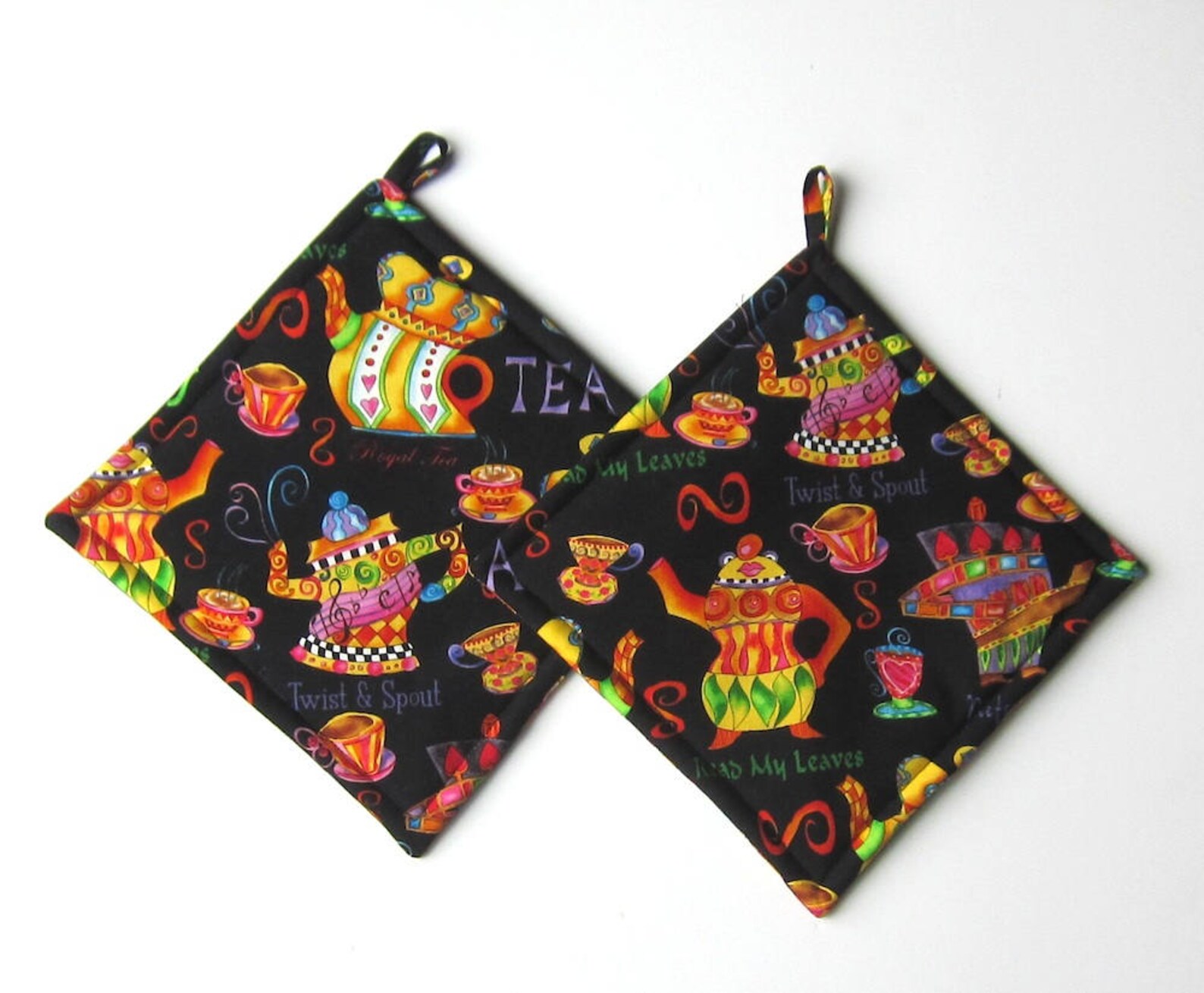 Twisting and Royal Dancing Teapots Pot Holders Set of Two - Etsy