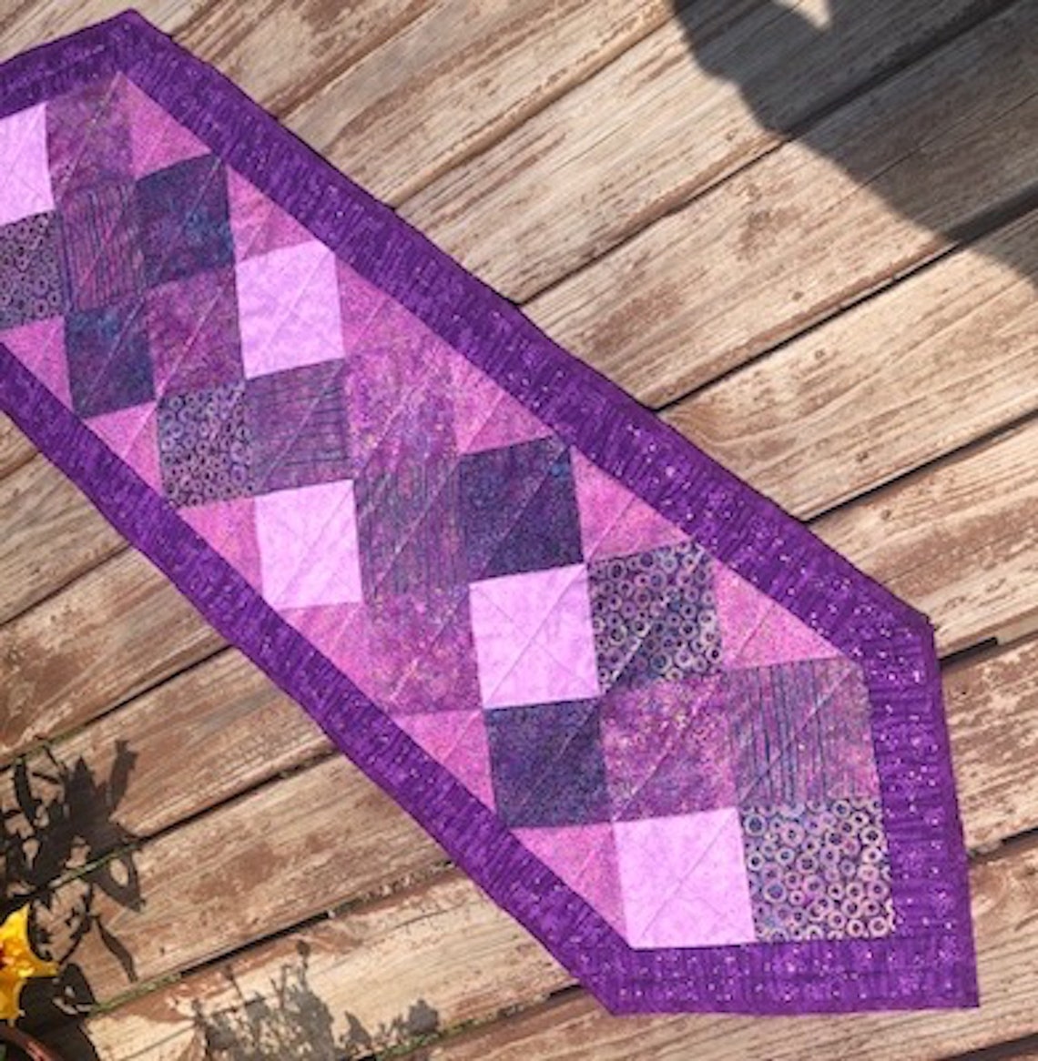 Shimmering Quilted Table Runner in Purple and Pinks With Gold - Etsy
