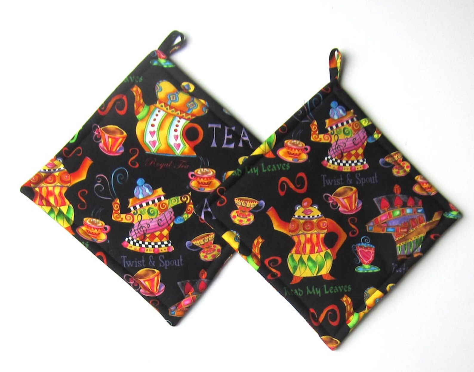 Twisting and Royal Dancing Teapots Pot Holders Set of Two - Etsy