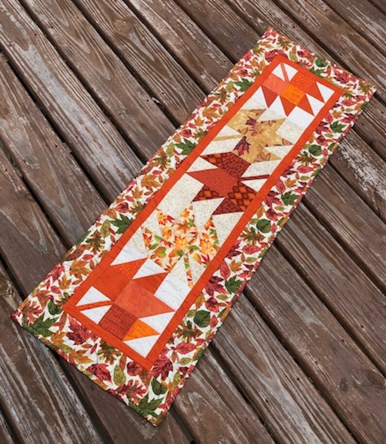 Fall Autumn Leaves Pieced Quilted Table Topper Quiltsy - Etsy