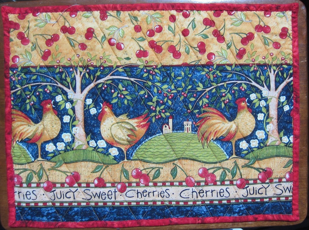 Sweet Juicy Cherries Chicken Mug Rug or Table Topper - Etsy