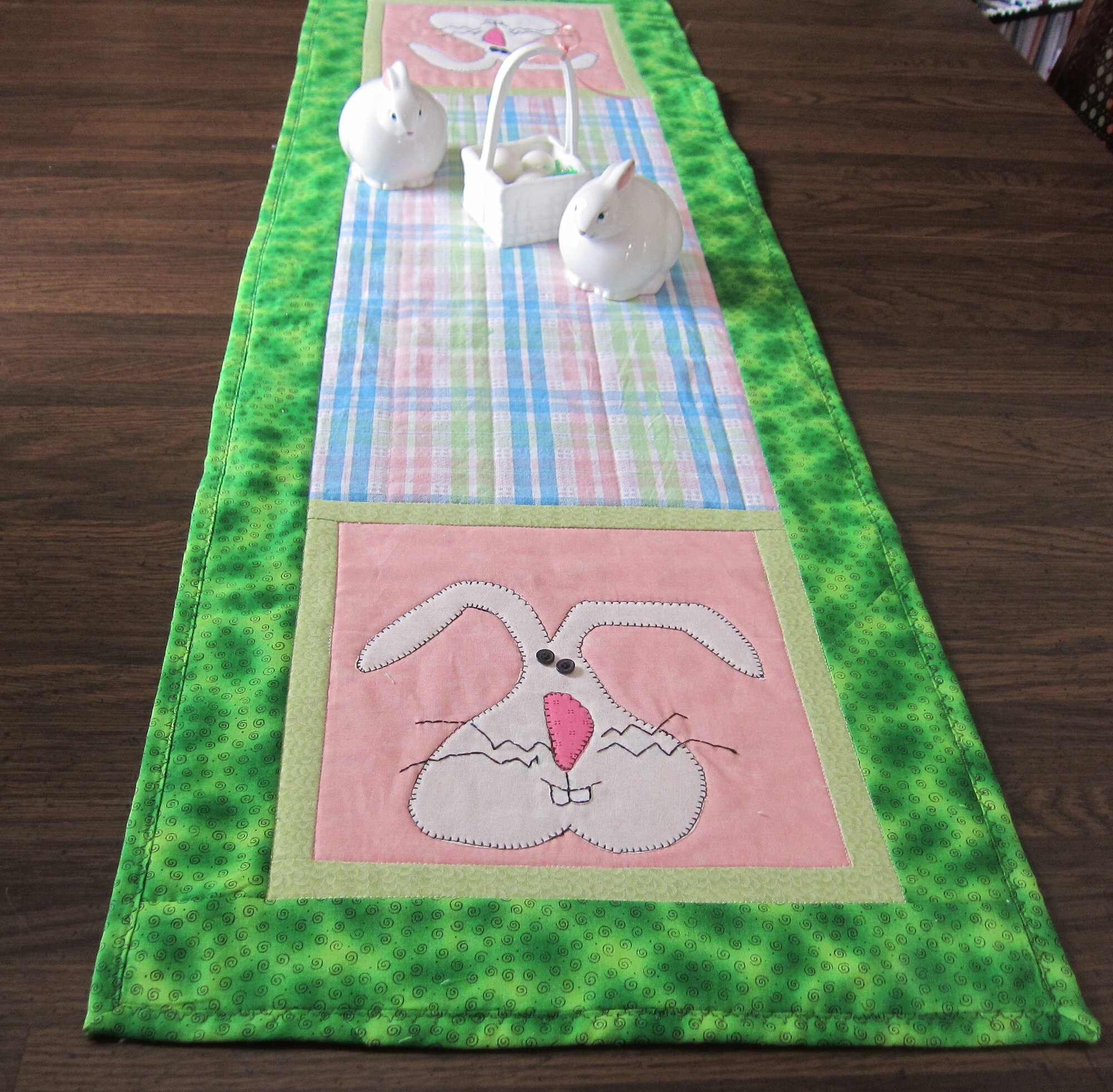 Bunny Easter Quilted Table Runner Dresser Scarf Piano Scarf | Etsy