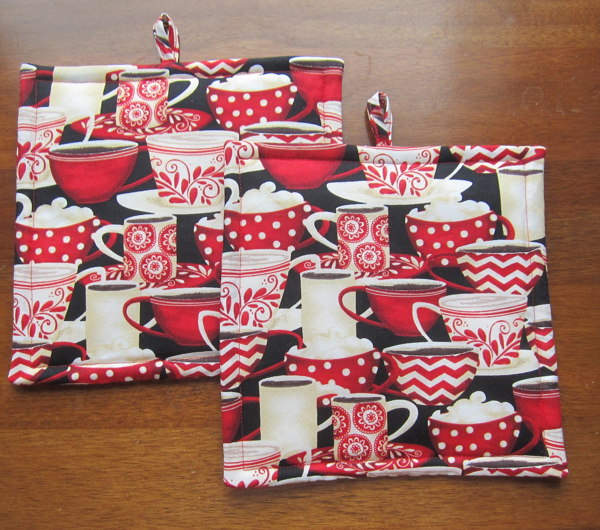 Red and White Polka Dot/striped Coffee/tea Cups Coffee Break Cocoa Time ...