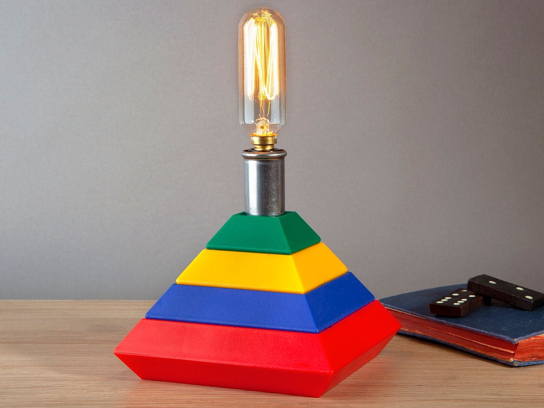 Hand Crafted Happy Little Lamp With New Filament Lightbulb Colorful ...